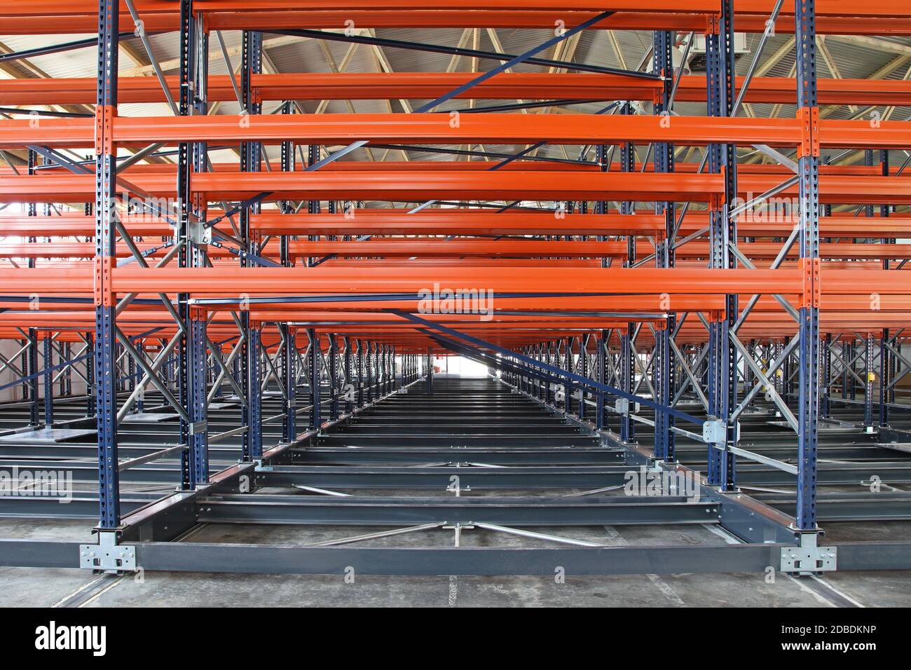 New Powered Mobile Shelves in Distribution Warehouse Stock Photo - Alamy