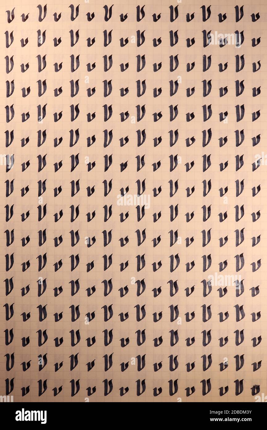 Lettering practice writing worksheet. Handwriting symbol filling ...