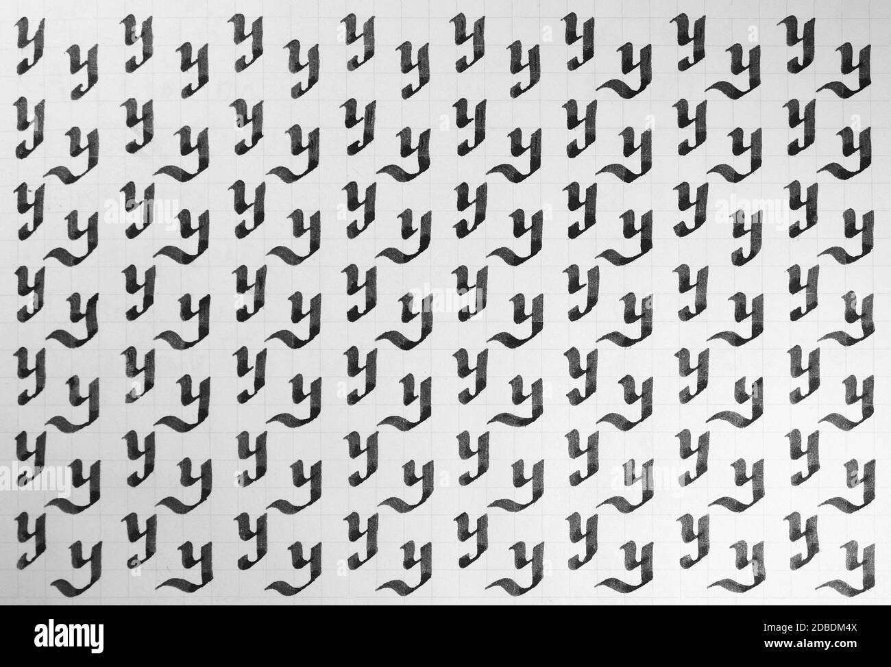 Calligraphy black and white letters Y background. Lettering practice ...