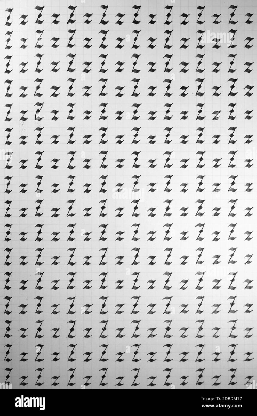 Handwriting black and white symbol filling pattern. Calligraphic letter ...