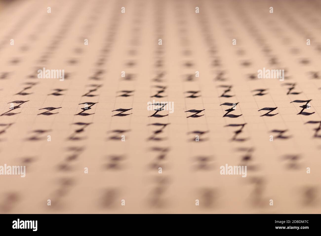 Calligraphic letter Z learning skills paper page. Calligraphy letters z ...