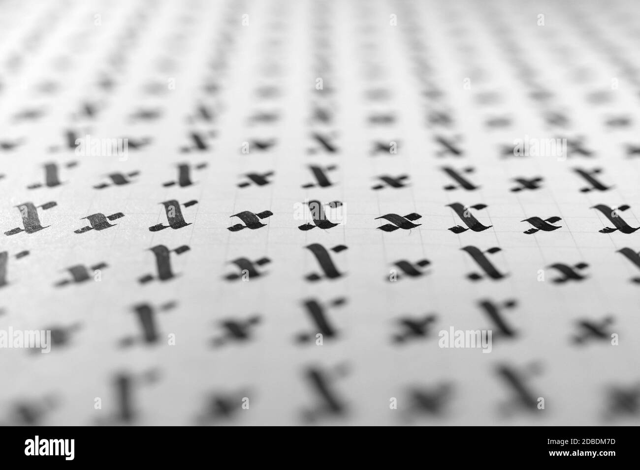 Calligraphy black and white letters X background. Lettering practice ...