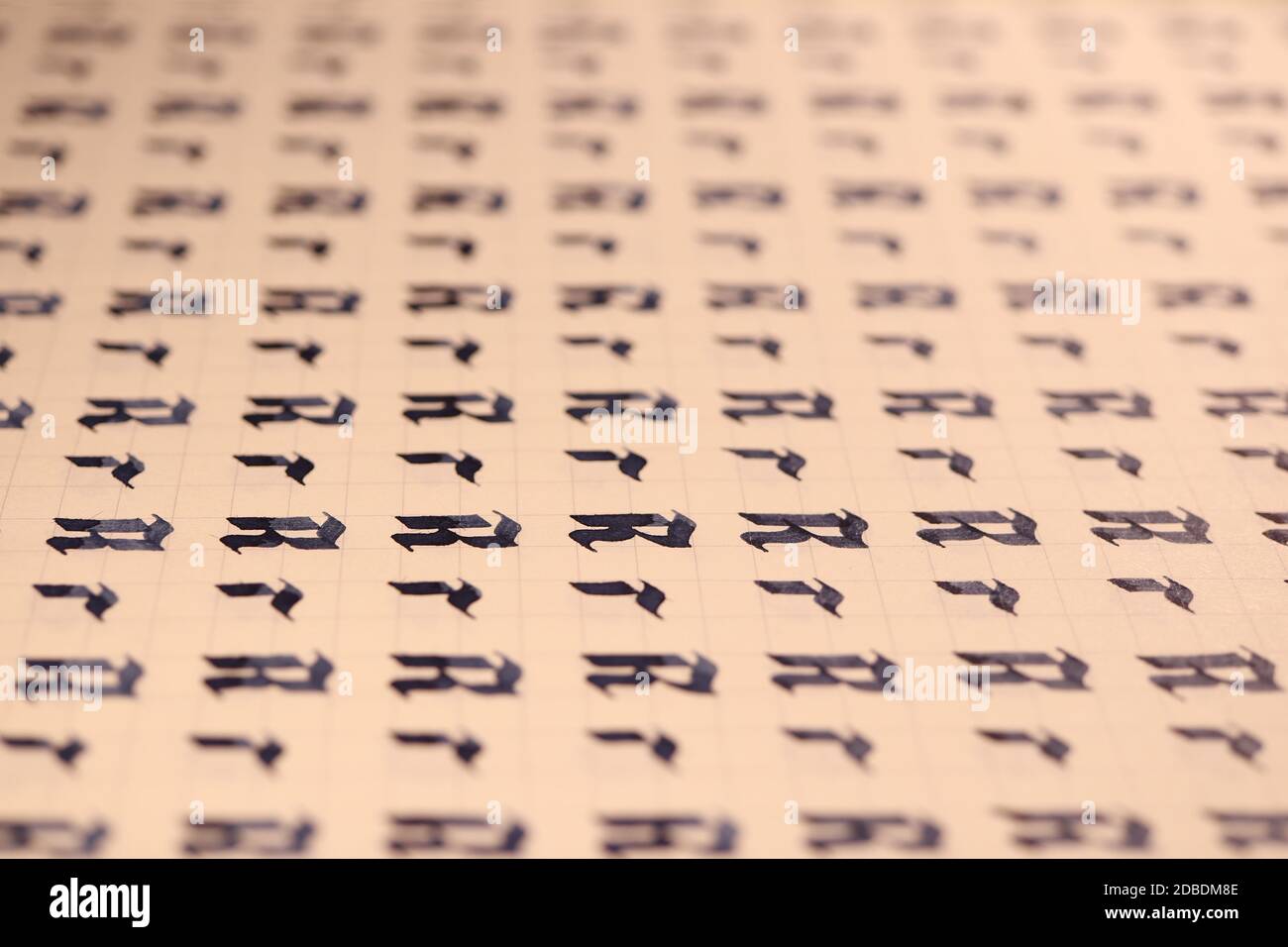 Calligraphic letter R learning skills paper page. Calligraphy letters r ...