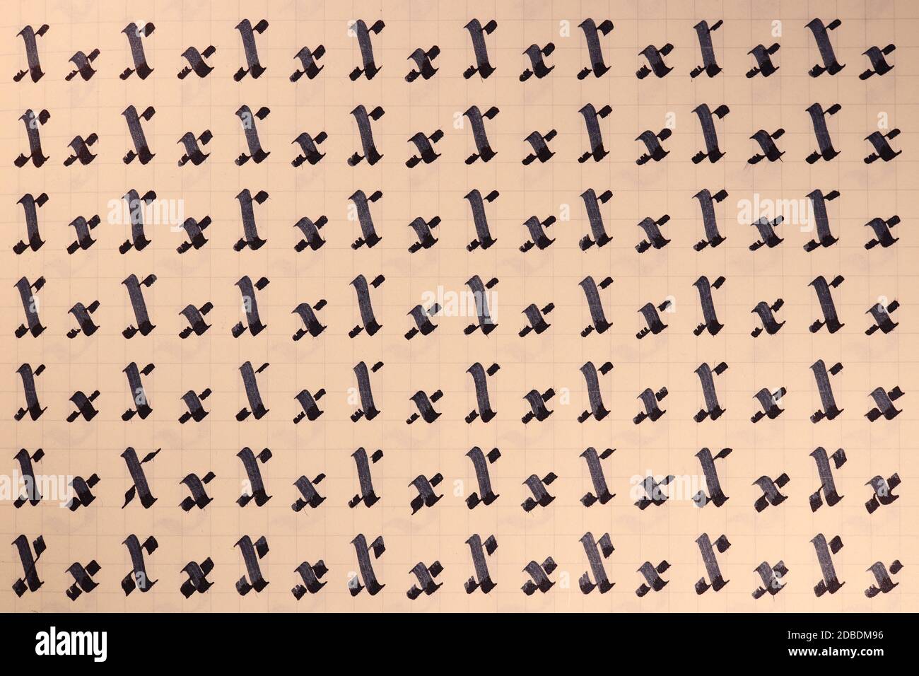 Calligraphic letter X learning skills paper page. Calligraphy letters x ...
