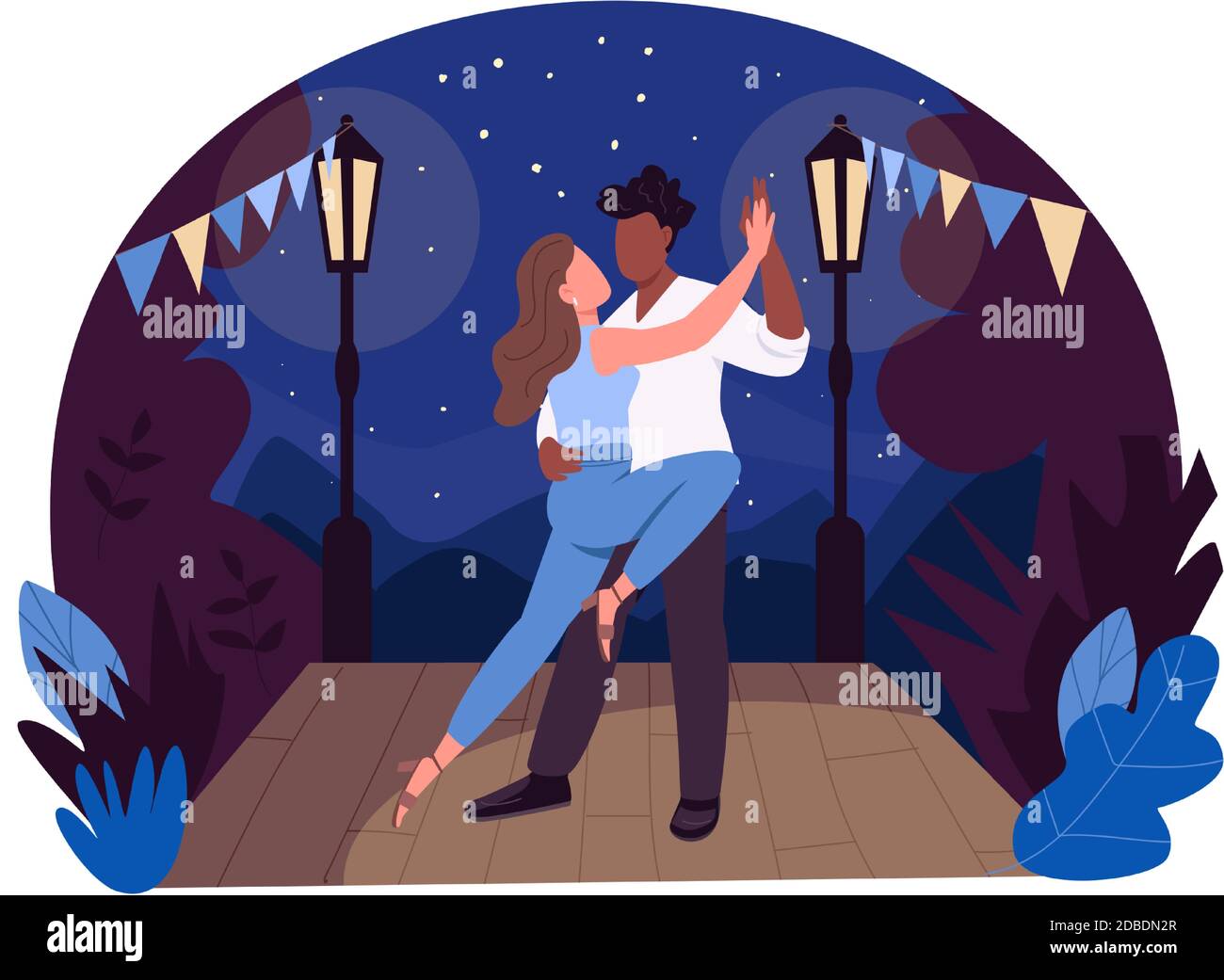 Romantic dance 2D vector web banner, poster Stock Vector Image & Art ...