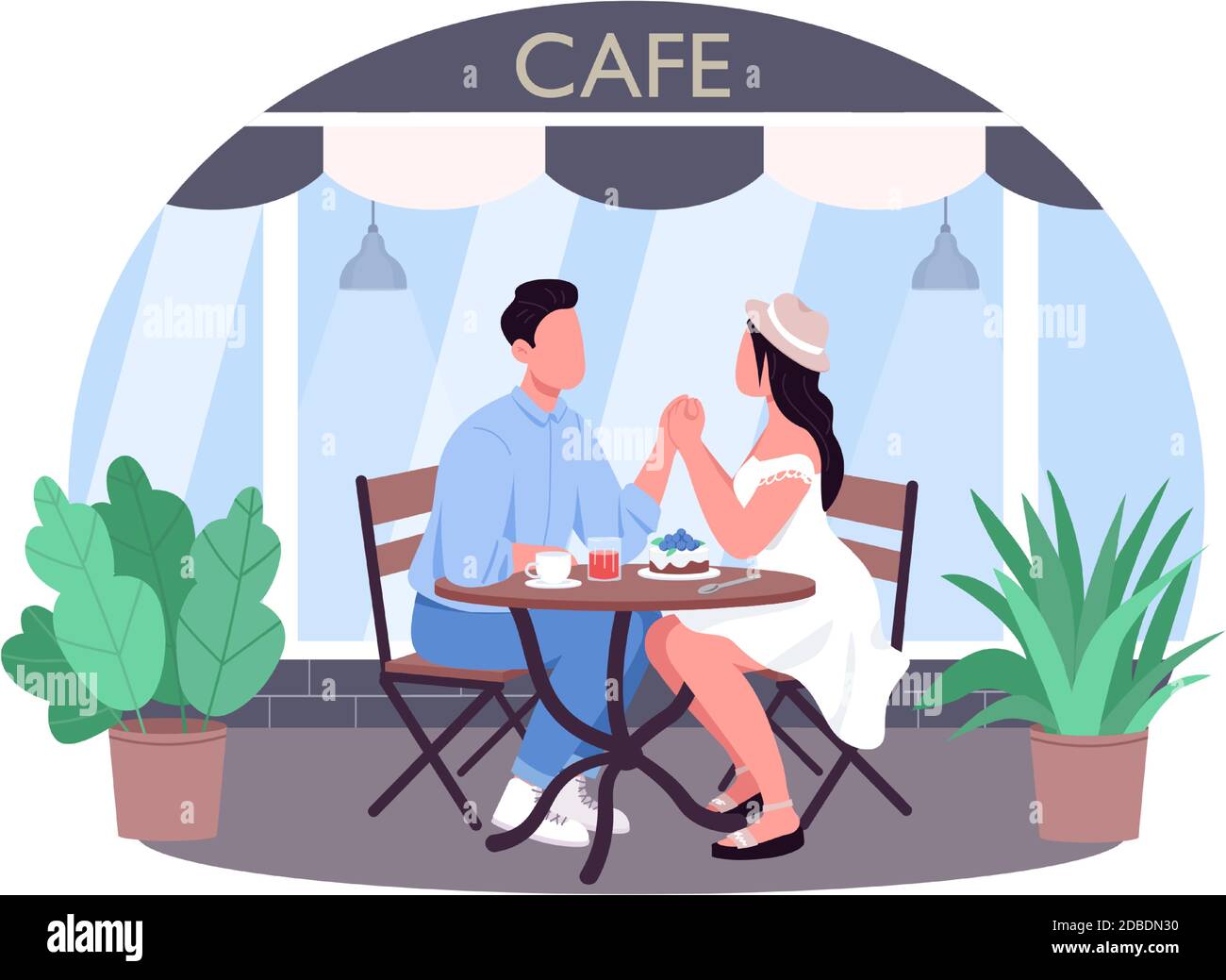 Romantic dinner 2D vector web banner, poster Stock Vector Image & Art ...