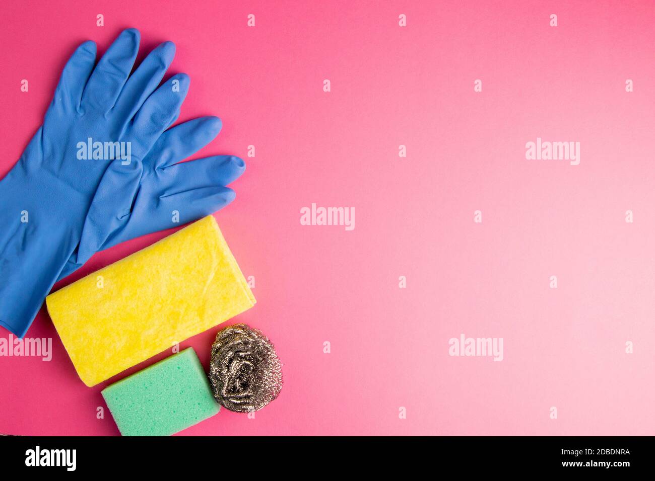 Colorful cleaning set for different surfaces in kitchen, bathroom and ...