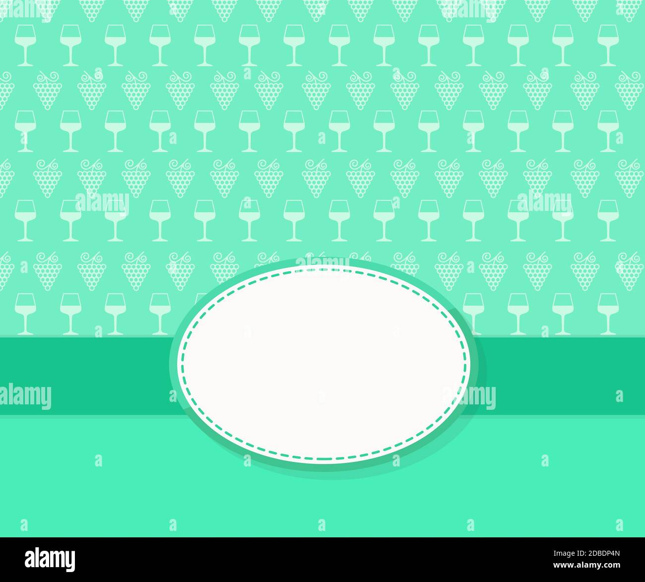 Alcoholic drinks. Greeting card on green background with grapes and ...