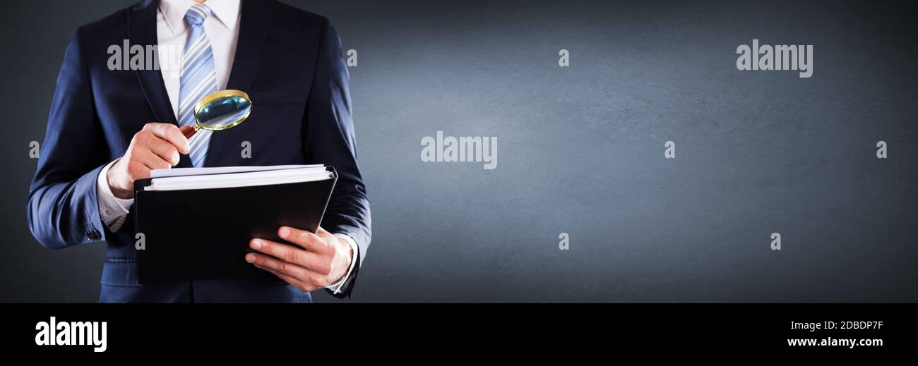 Auditor Investigating Business Fraud. Inspecting Corporate Document ...
