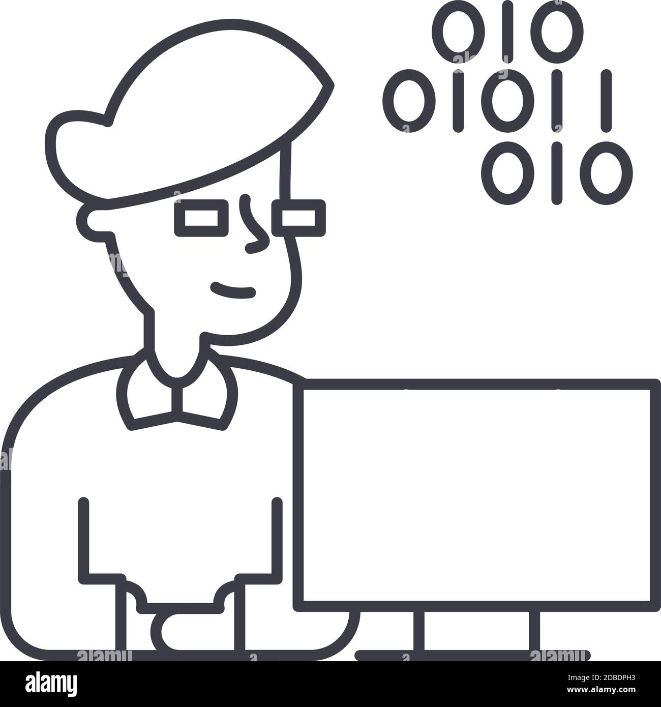 Programmer image icon, linear isolated illustration, thin line vector, web design sign, outline ...