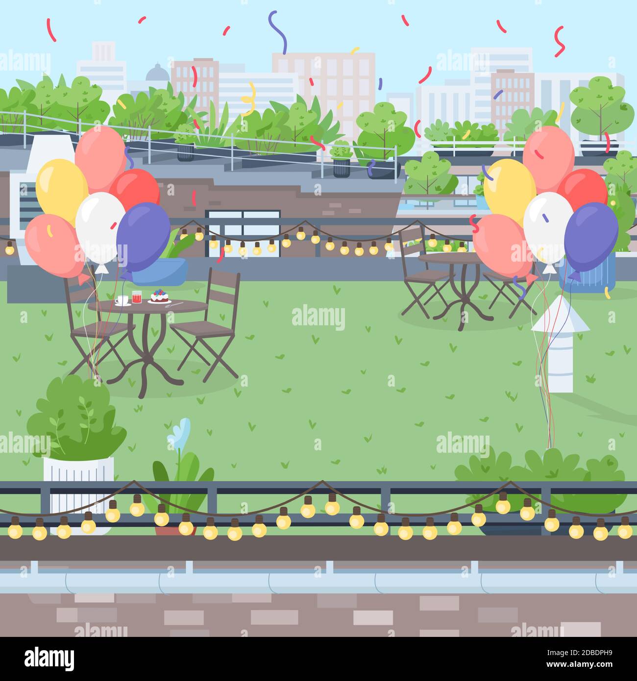 Rooftop party flat color vector illustration Stock Vector Image & Art ...