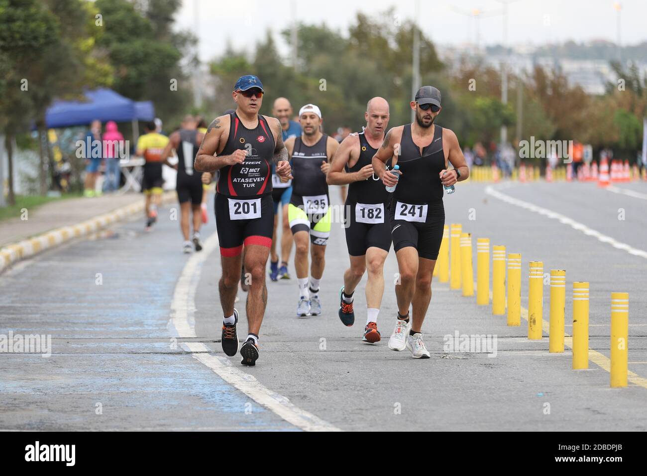 ISTANBUL, TURKEY - OCTOBER 18, 2020: Athletes competing in running ...