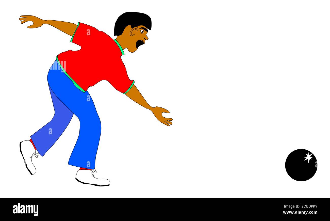 A man bowling a black ball Stock Photo - Alamy