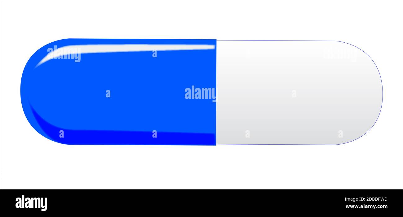 A blue medicine capsule isolated on a white background Stock Photo - Alamy