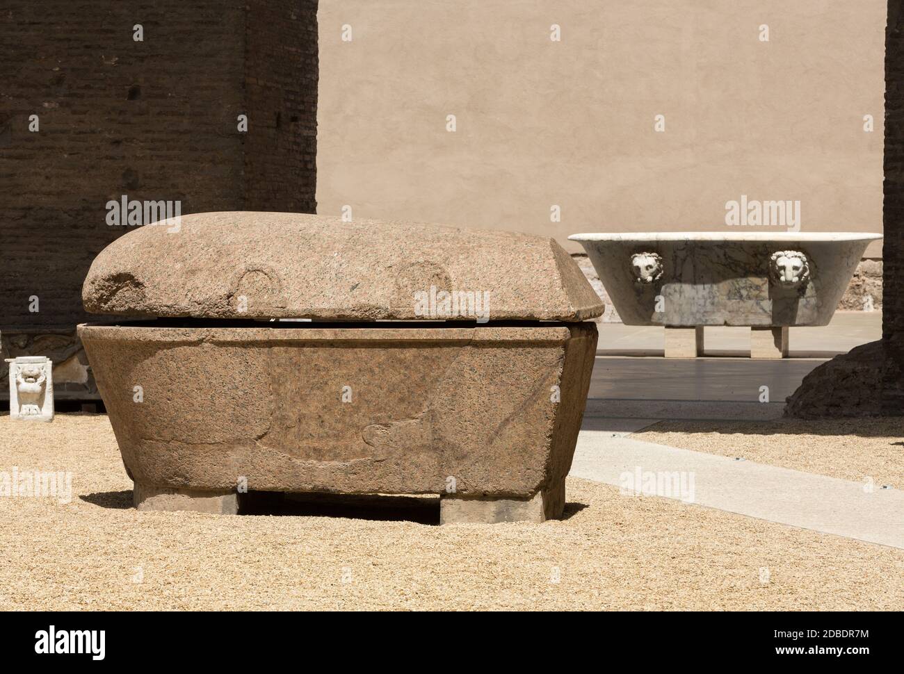 Ancient sarcophagus in the baths of Diocletian in Rome. Italy Stock ...