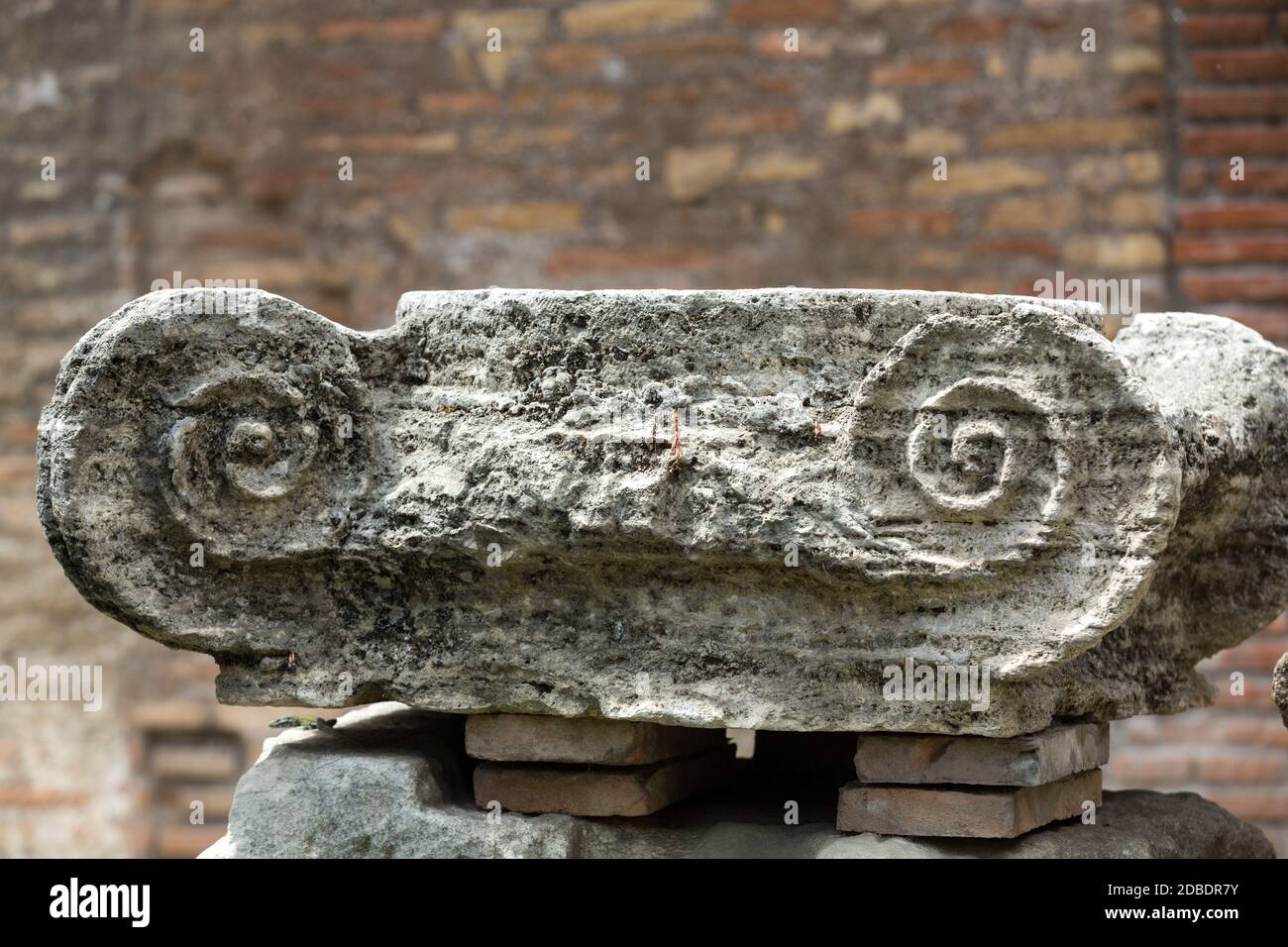 Ancient Roman column in the ruins of the Baths of Diocletian in Rome ...