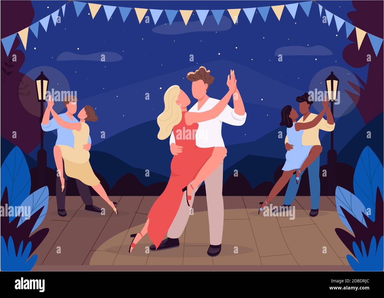 People dance on stage flat color vector illustration Stock Vector Image ...