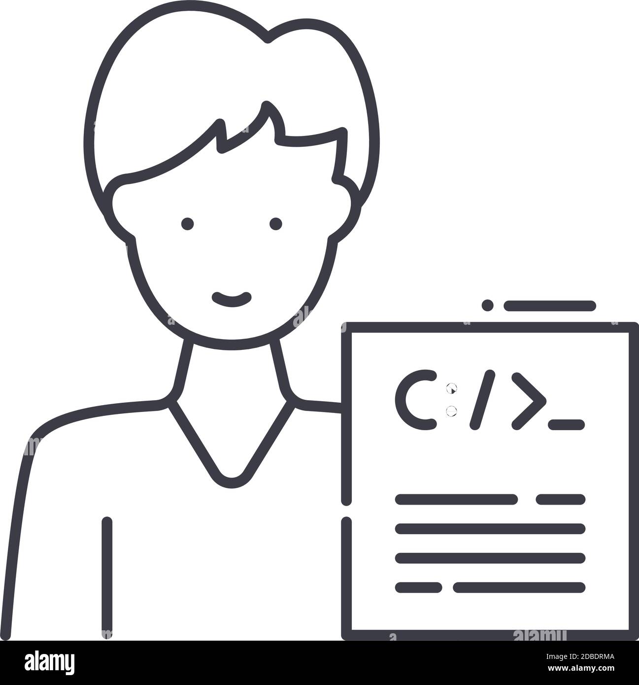 Programmer concept icon, linear isolated illustration, thin line vector, web design sign ...