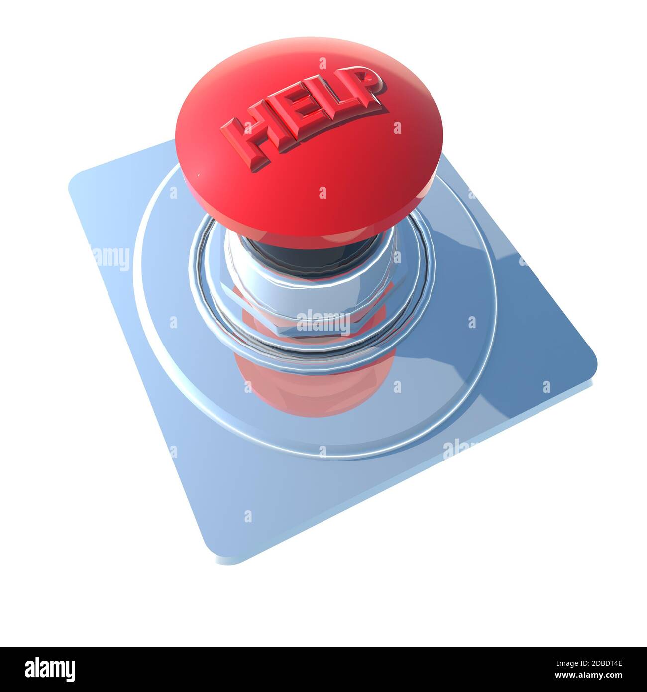 Help red button over metallic surface, 3d rendering Stock Photo - Alamy