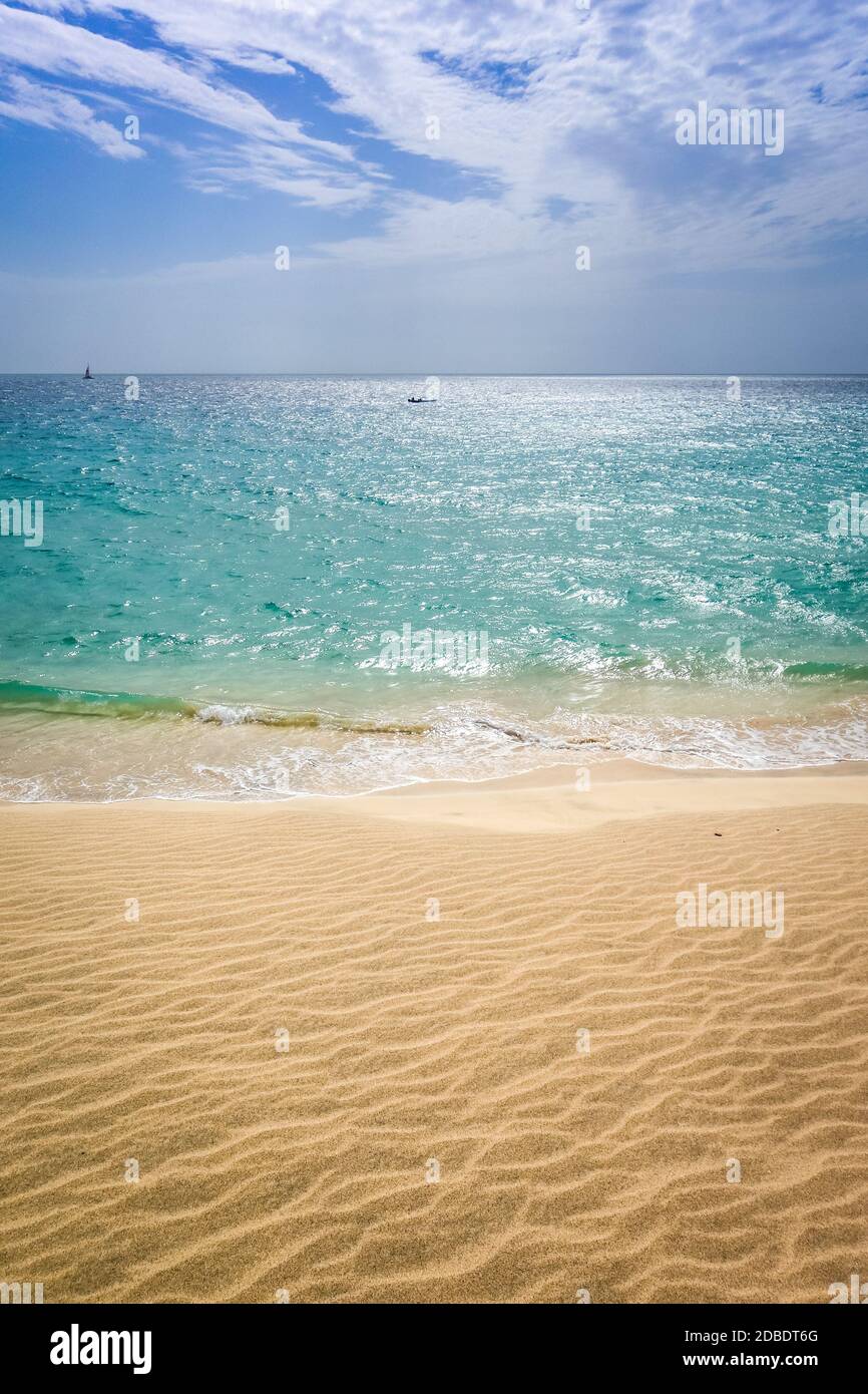 Ponta preta beach and dune in Santa Maria, Sal Island, Cape Verde ...