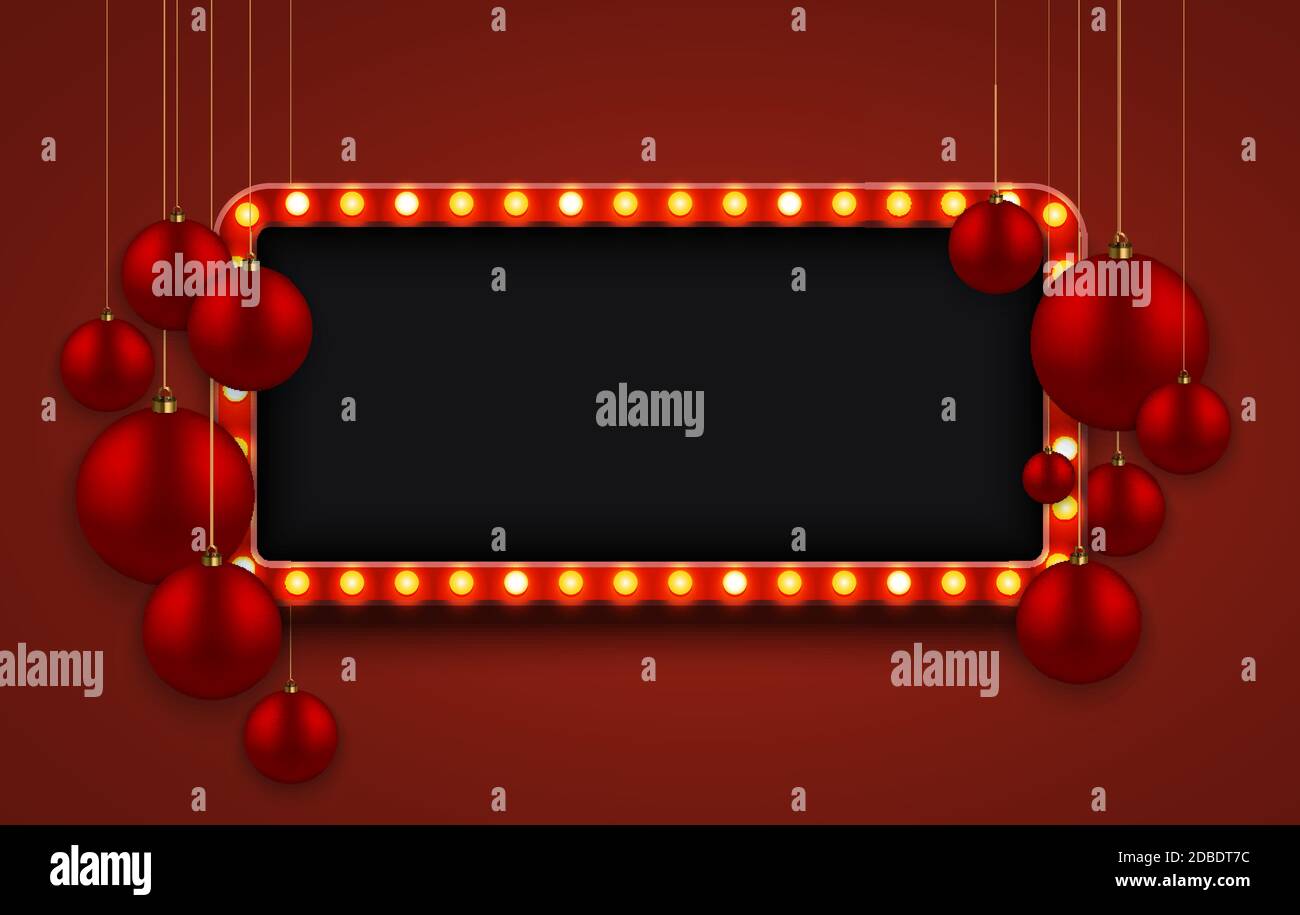 Vector modern retro billboard background with red Christmas balls Stock ...