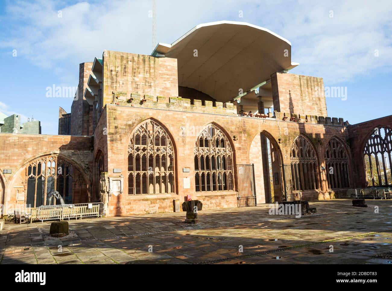 New cathedral building from inside ruins of the old, Coventry, West ...