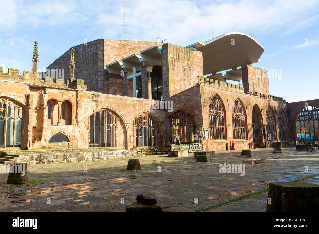 New cathedral building from inside ruins of the old, Coventry, West ...