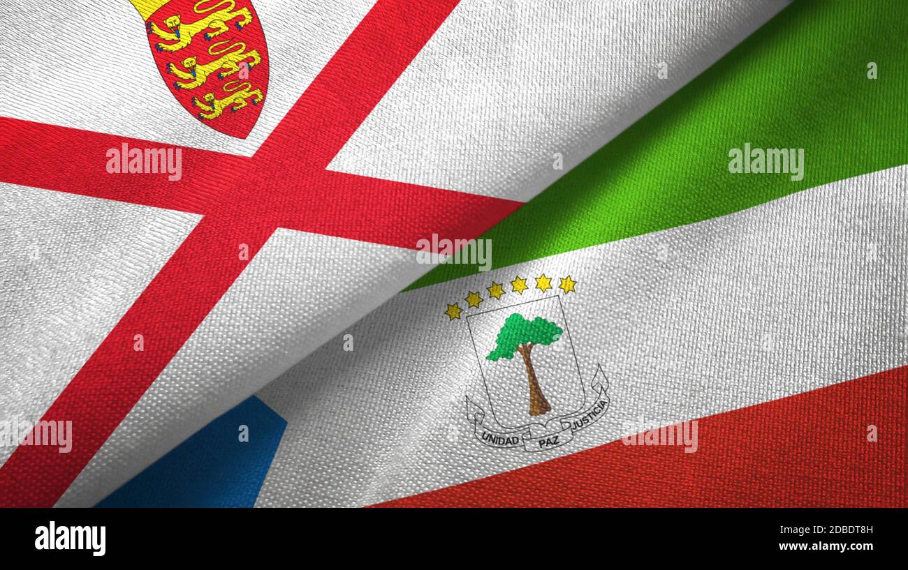 Jersey and Equatorial Guinea two flags textile cloth, fabric texture ...