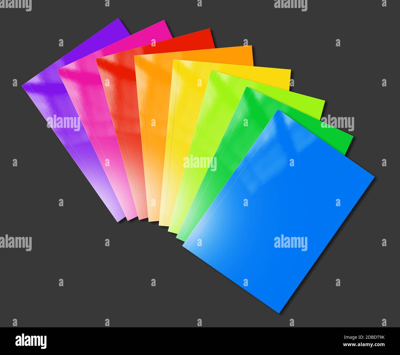 Multi color booklet covers range isolated on black background - mockup ...