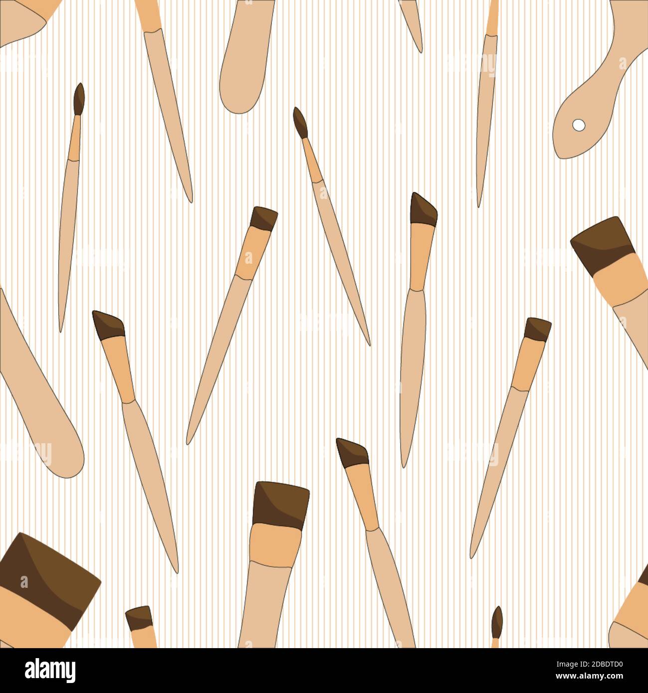 Seamless pattern with Different paint brushes. White background. Art ...