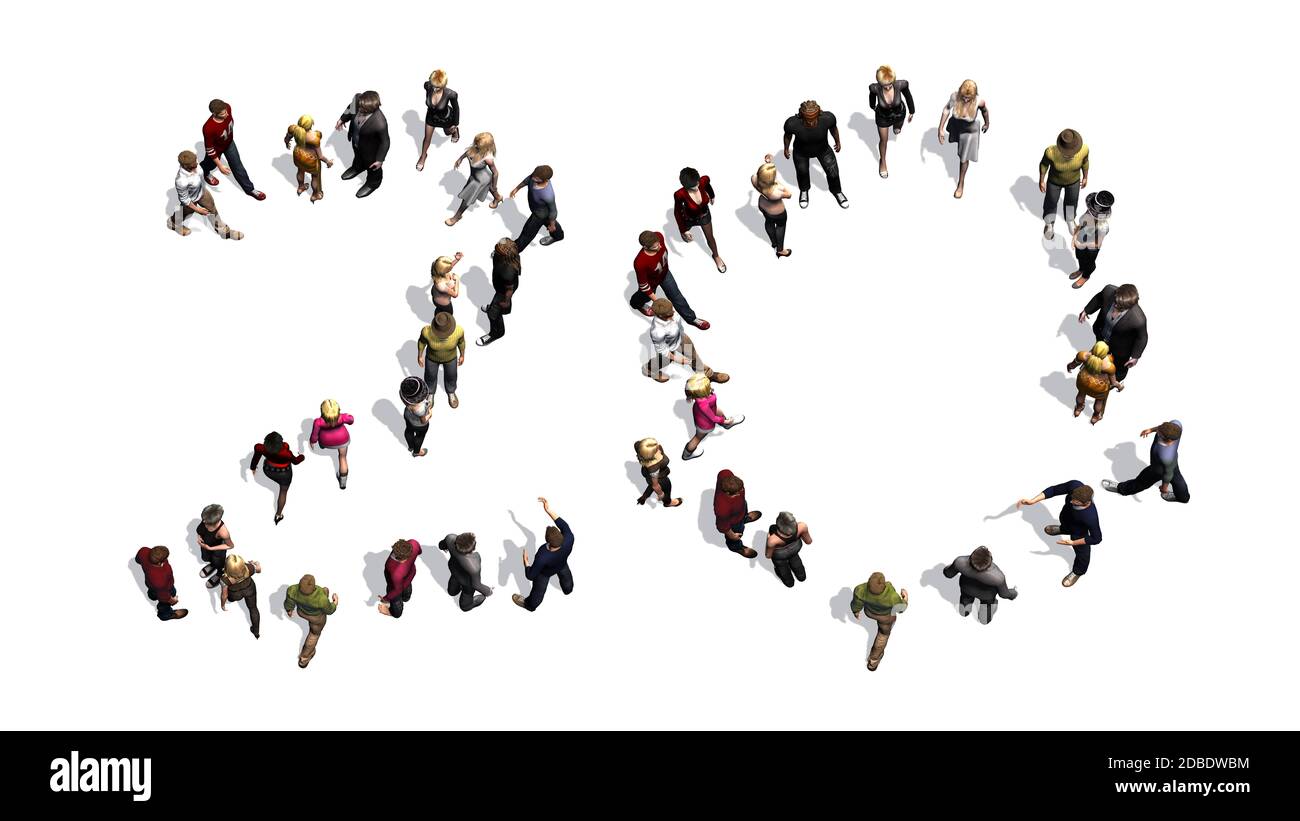 people - arranged in number 20 with shadow Stock Photo - Alamy
