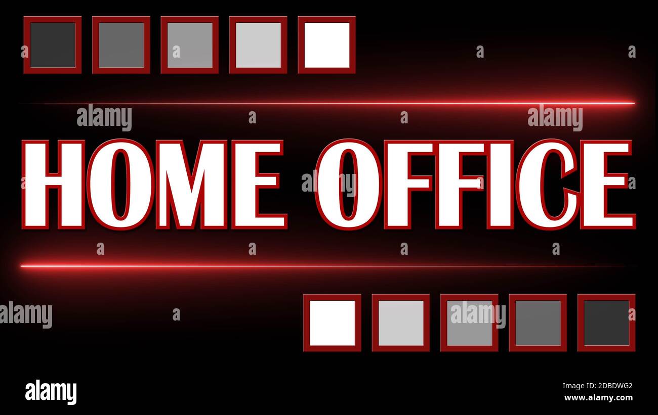 HOME OFFICE lettering with graphic elements on black background Stock ...