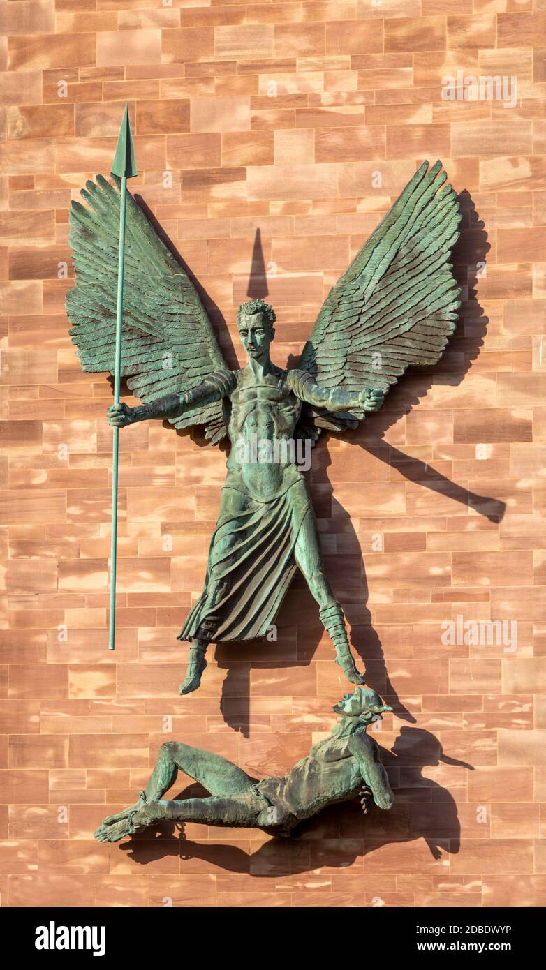 St Michael's Victory over the Devil 1958 bronze sculpture by Jacob ...