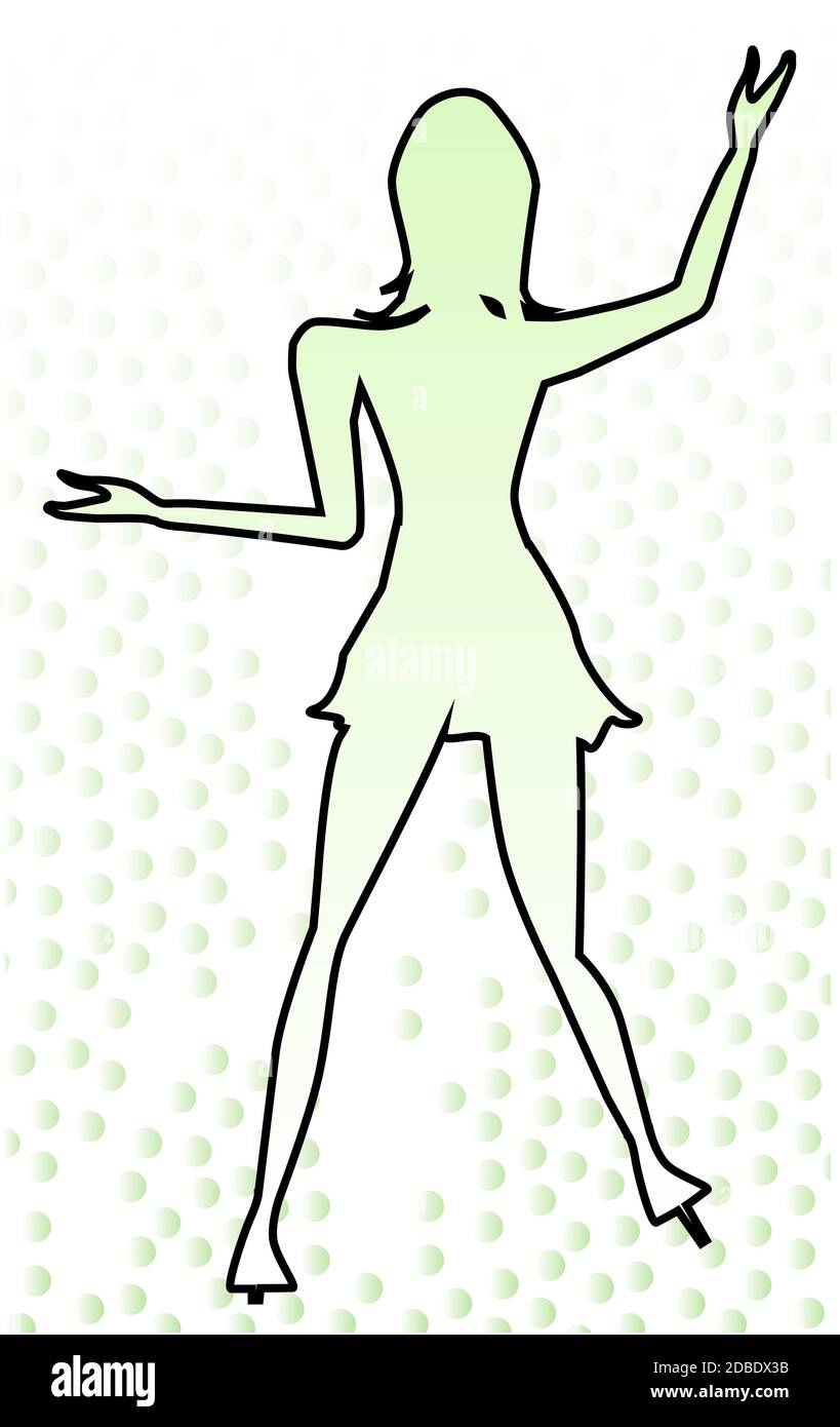 Outline of a dancing girl with a faded background of green Stock Photo ...