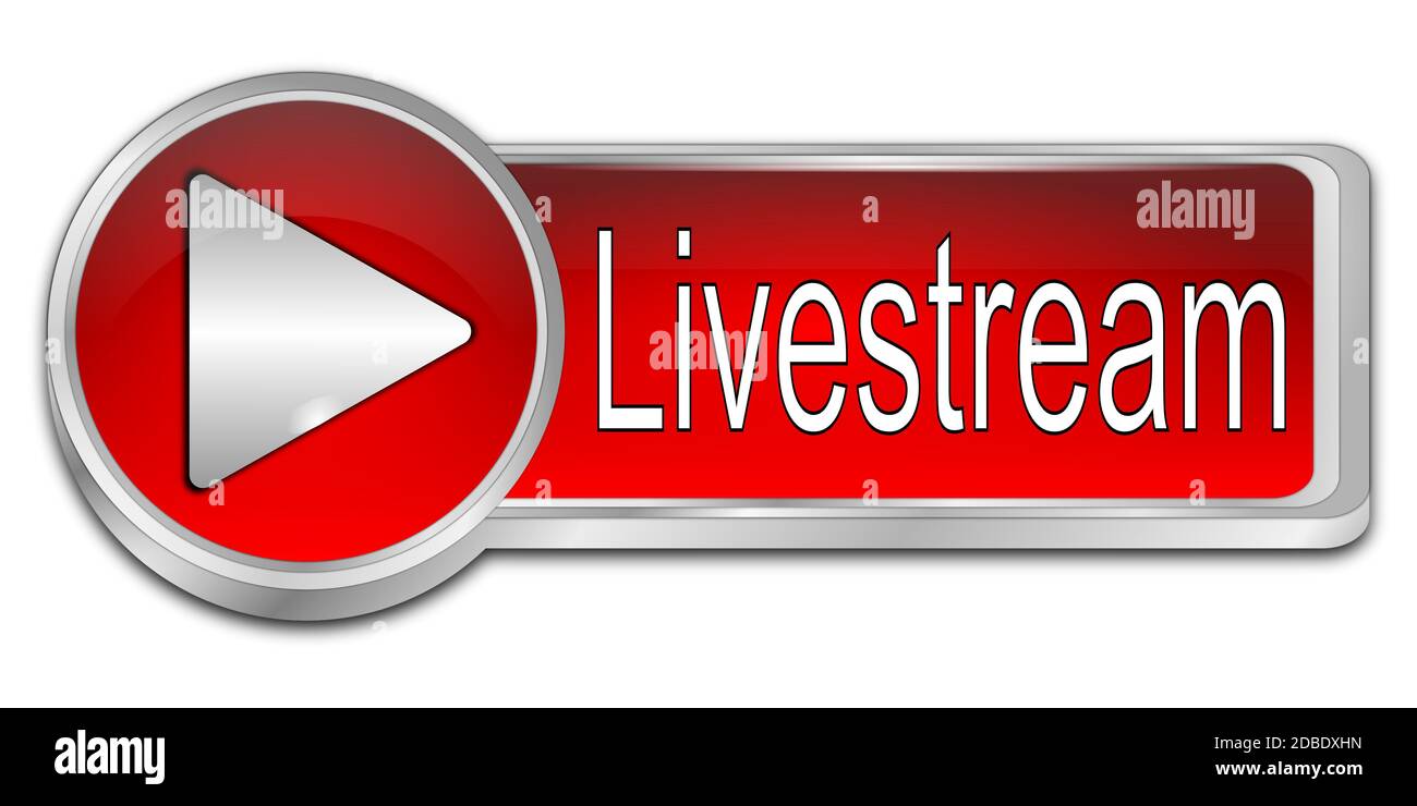 red Livestream Button - 3D illustration Stock Photo - Alamy
