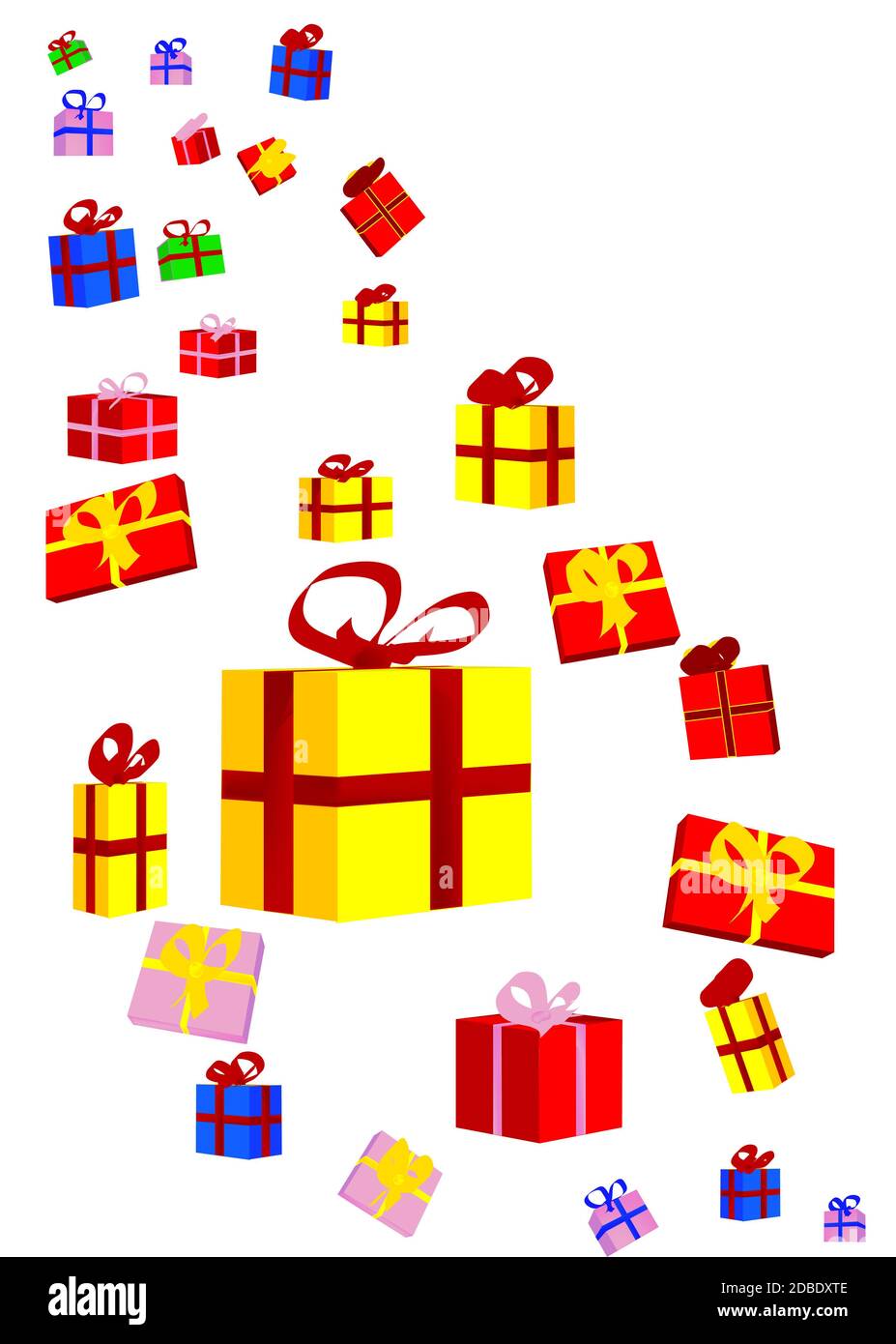 A collection of presents falling to the floor Stock Photo - Alamy