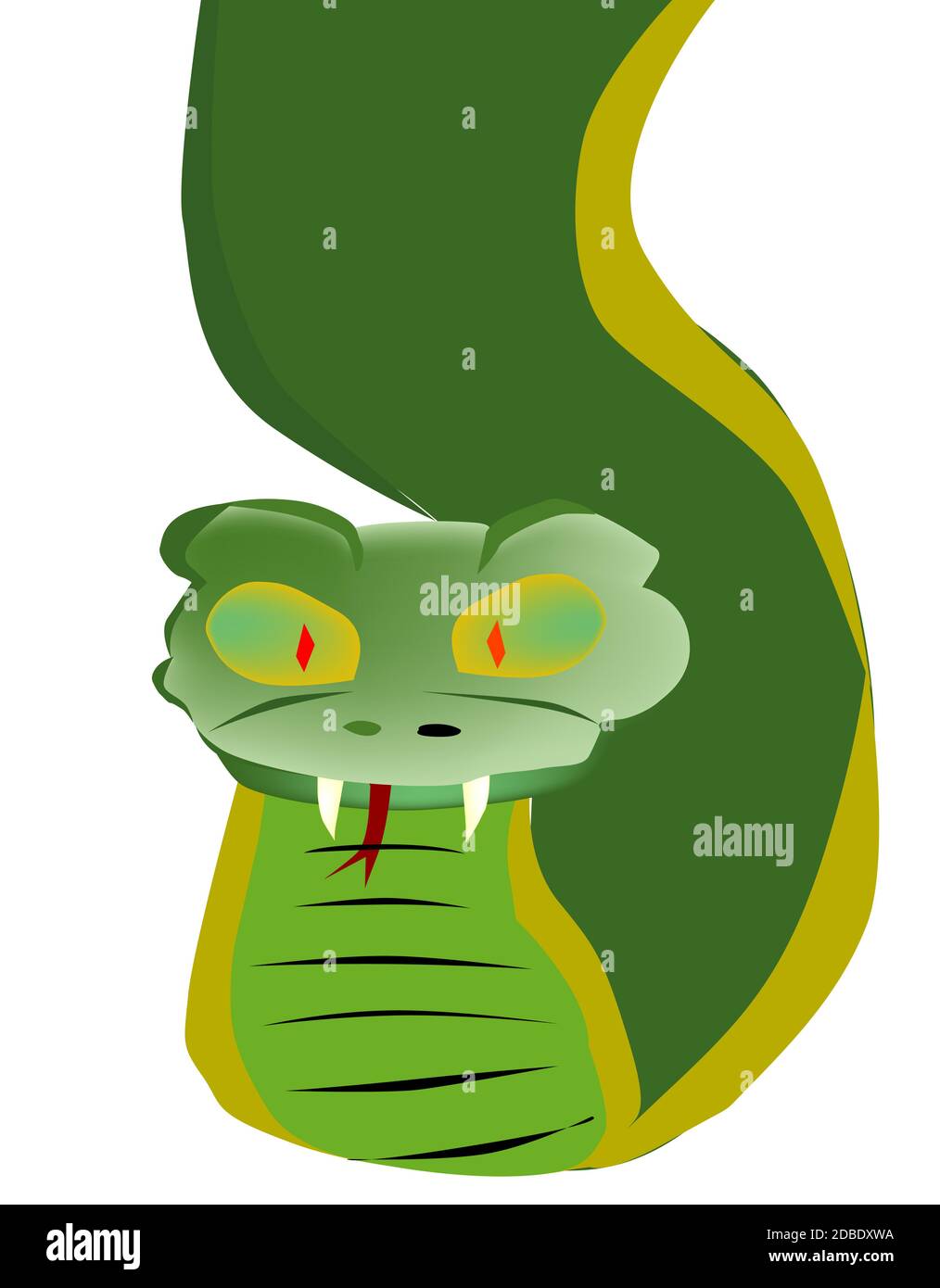 A green snake or serpent creature over white Stock Photo - Alamy