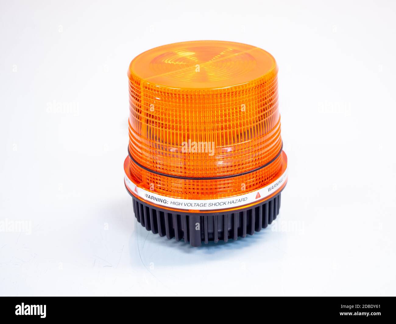 the Orange rotating beacon on white reflective background Stock Photo ...