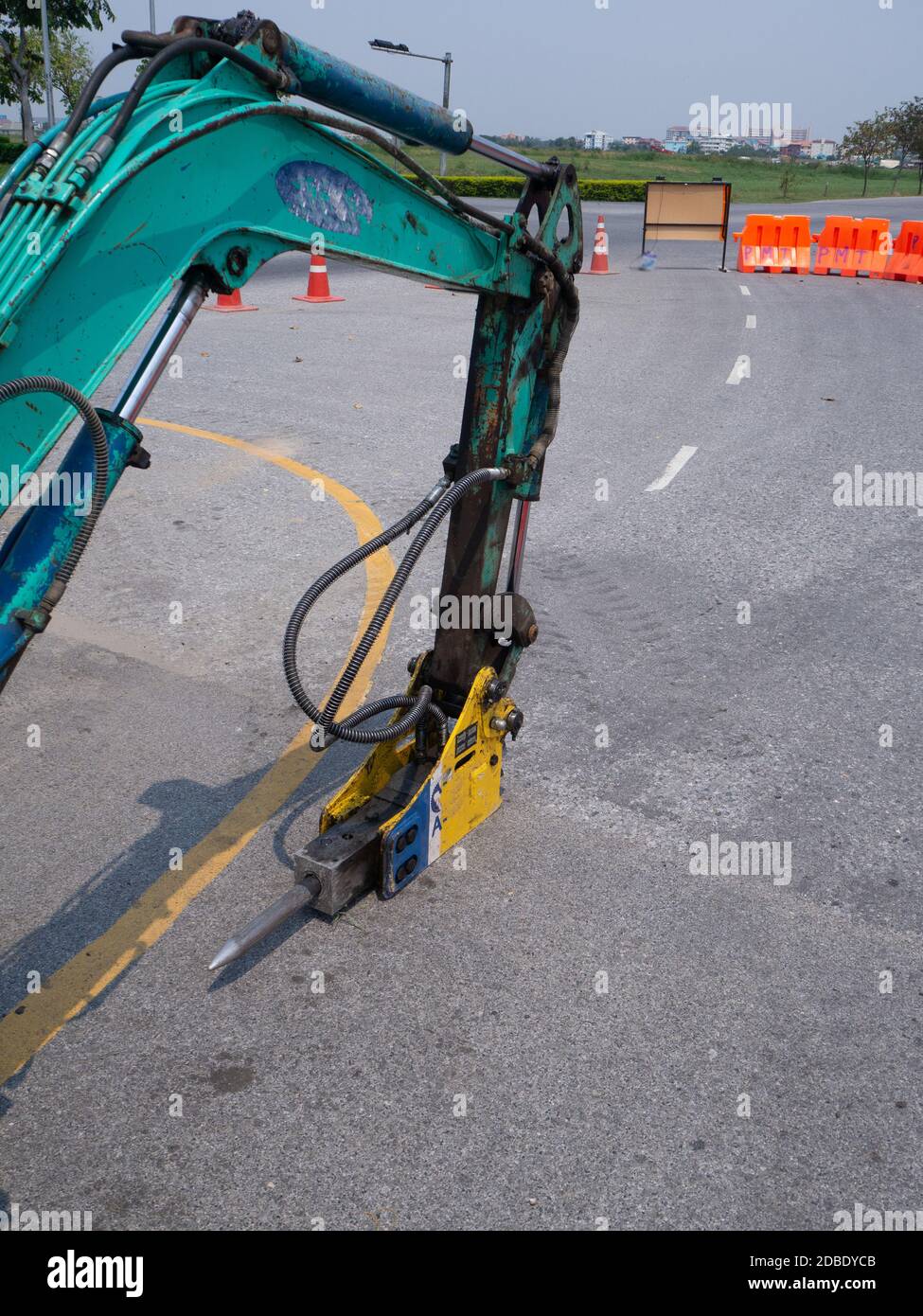 Road works building site excavator Stock Photo - Alamy