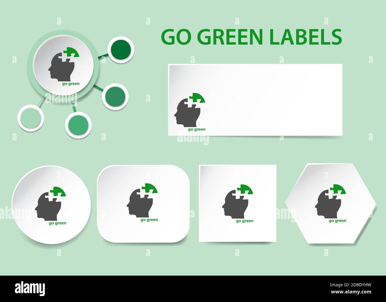 Go green business card and labels vector on the green background Stock ...
