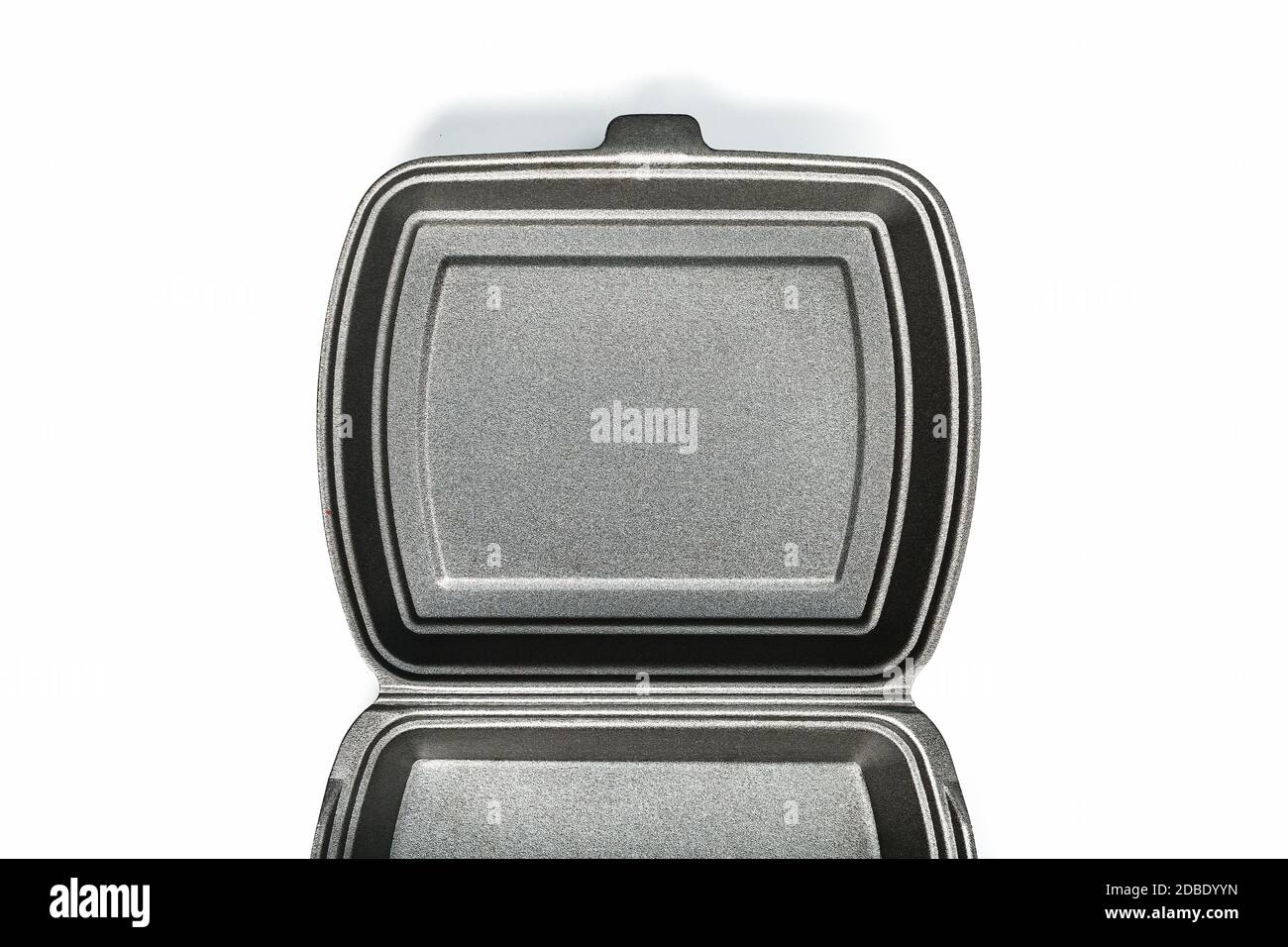 Opened Lunch Box disposable, black for food delivery service on a white ...