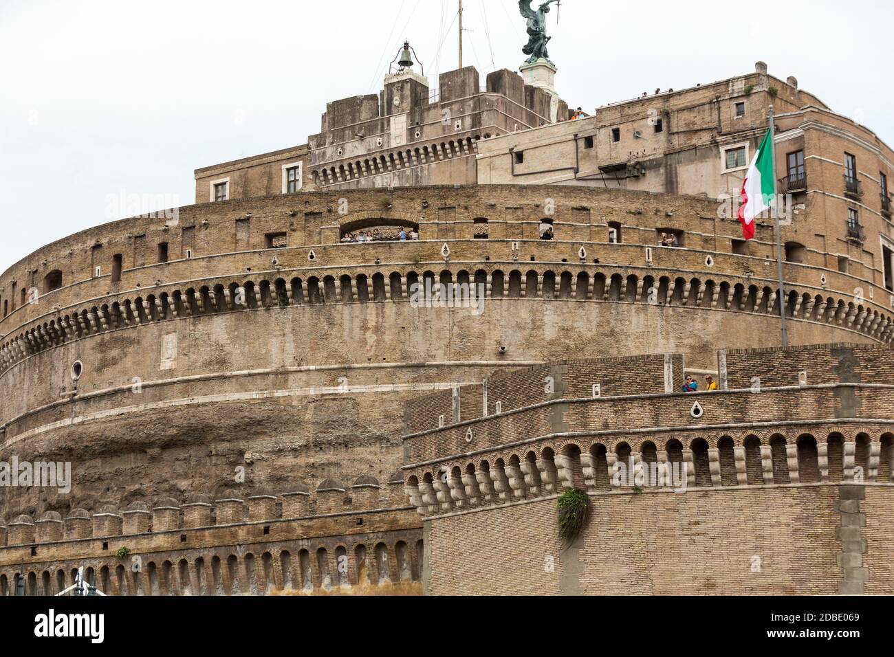 Rome - View of Castel Sant'Angelo, Castle of the Holy Angel built by Hadrian in Rome, along ...