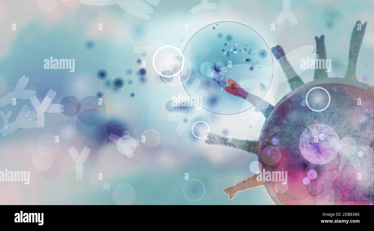 Illustrated shapes of cells, antibodies and viruses. Medical structure ...