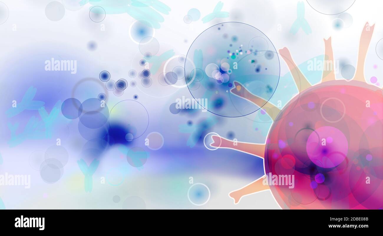 Illustrated shapes of cells, antibodies and viruses. Medical structure ...