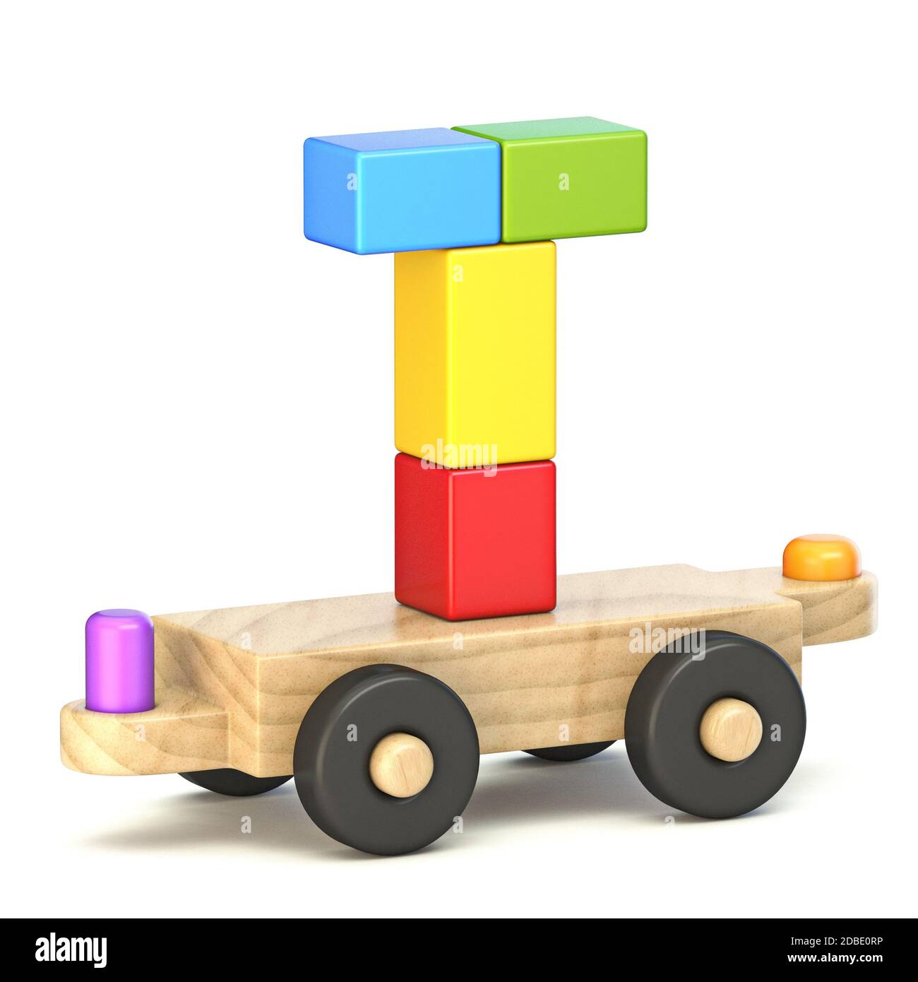 Wooden train font Letter T 3D render illustration isolated on white ...