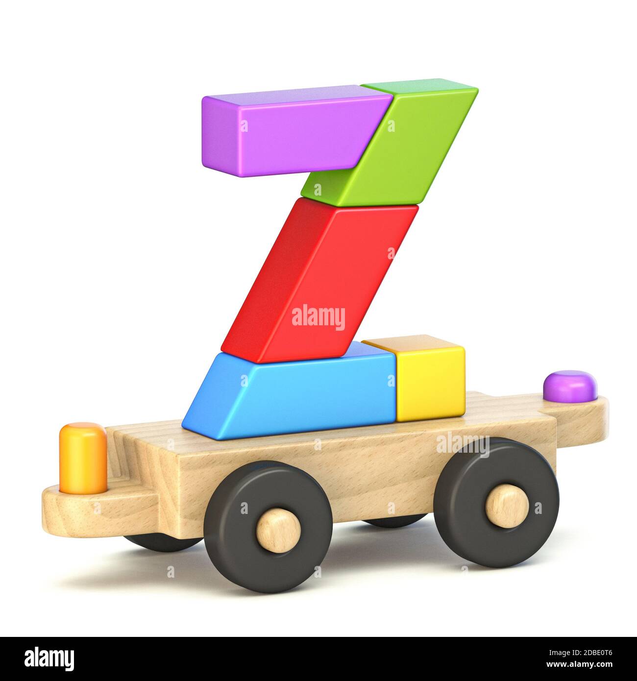 Wooden train font Letter Z 3D render illustration isolated on white ...