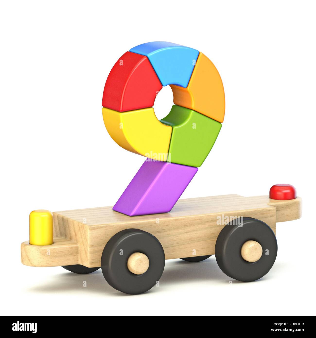 Wooden train Number 9 NINE 3D render illustration isolated on white ...
