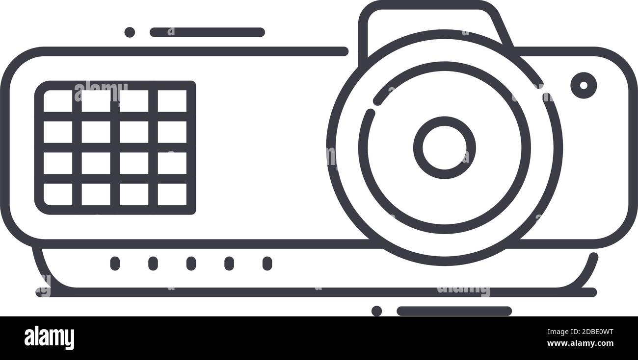 Professional projector icon, linear isolated illustration, thin line ...