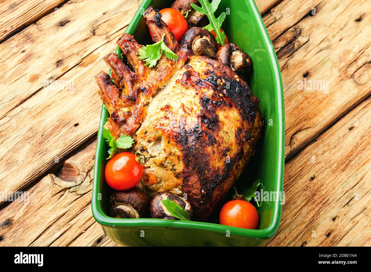 Pork loin or roasted rack of pork with vegetable Stock Photo - Alamy