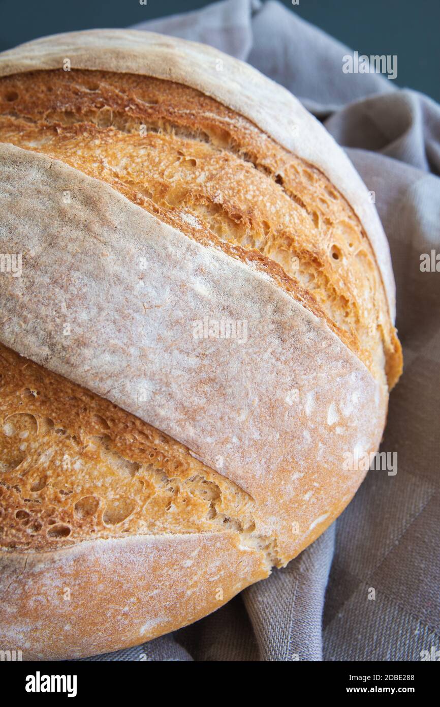 Homemade round bread of wheat flour and spelt Stock Photo - Alamy